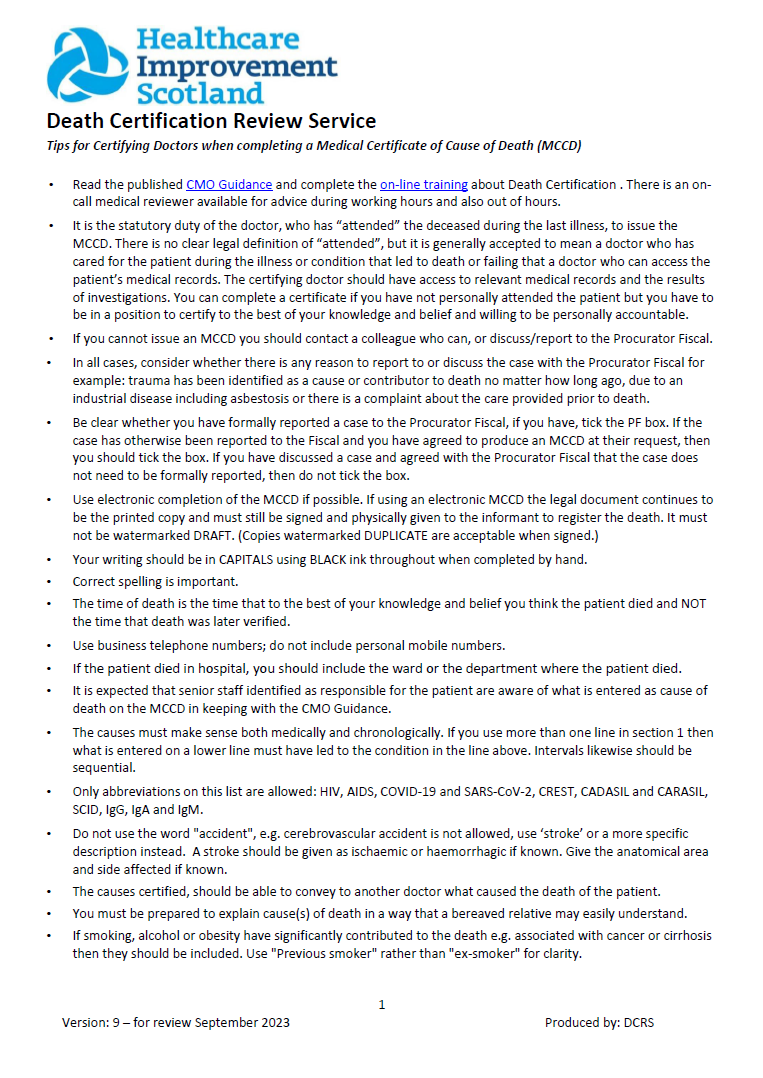 Death Certification Scotland | Support Around Death
