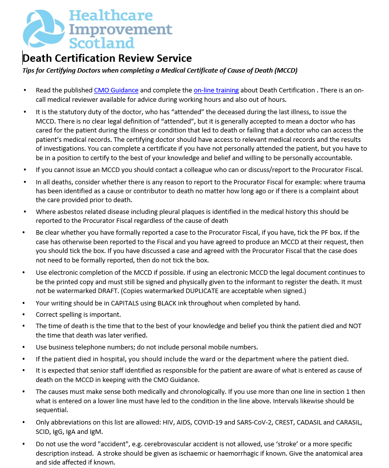 Death Certification Scotland | Support Around Death
